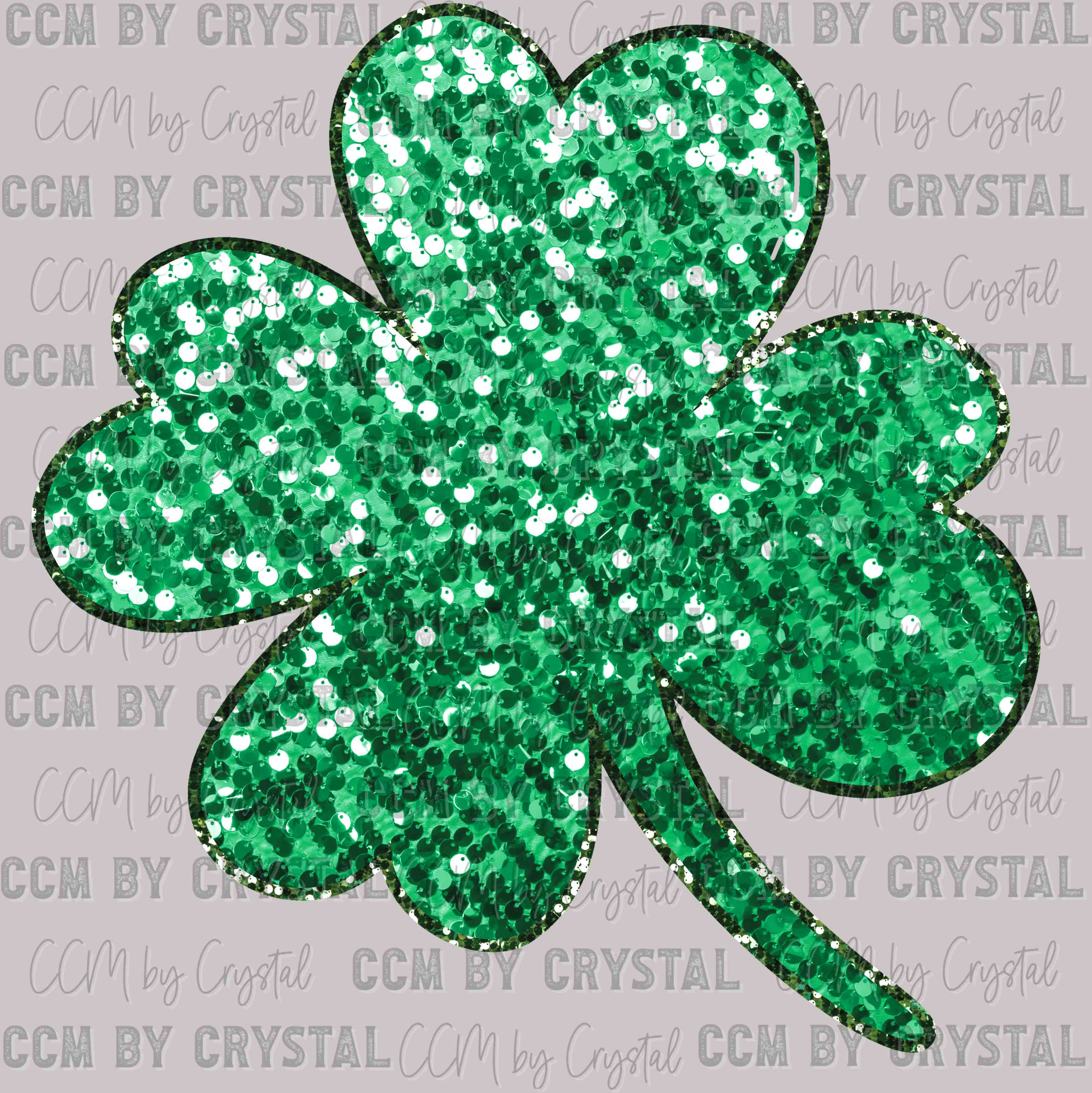 St. Patrick's Day Clover Faux Sequins Ready to Press Transfer ...