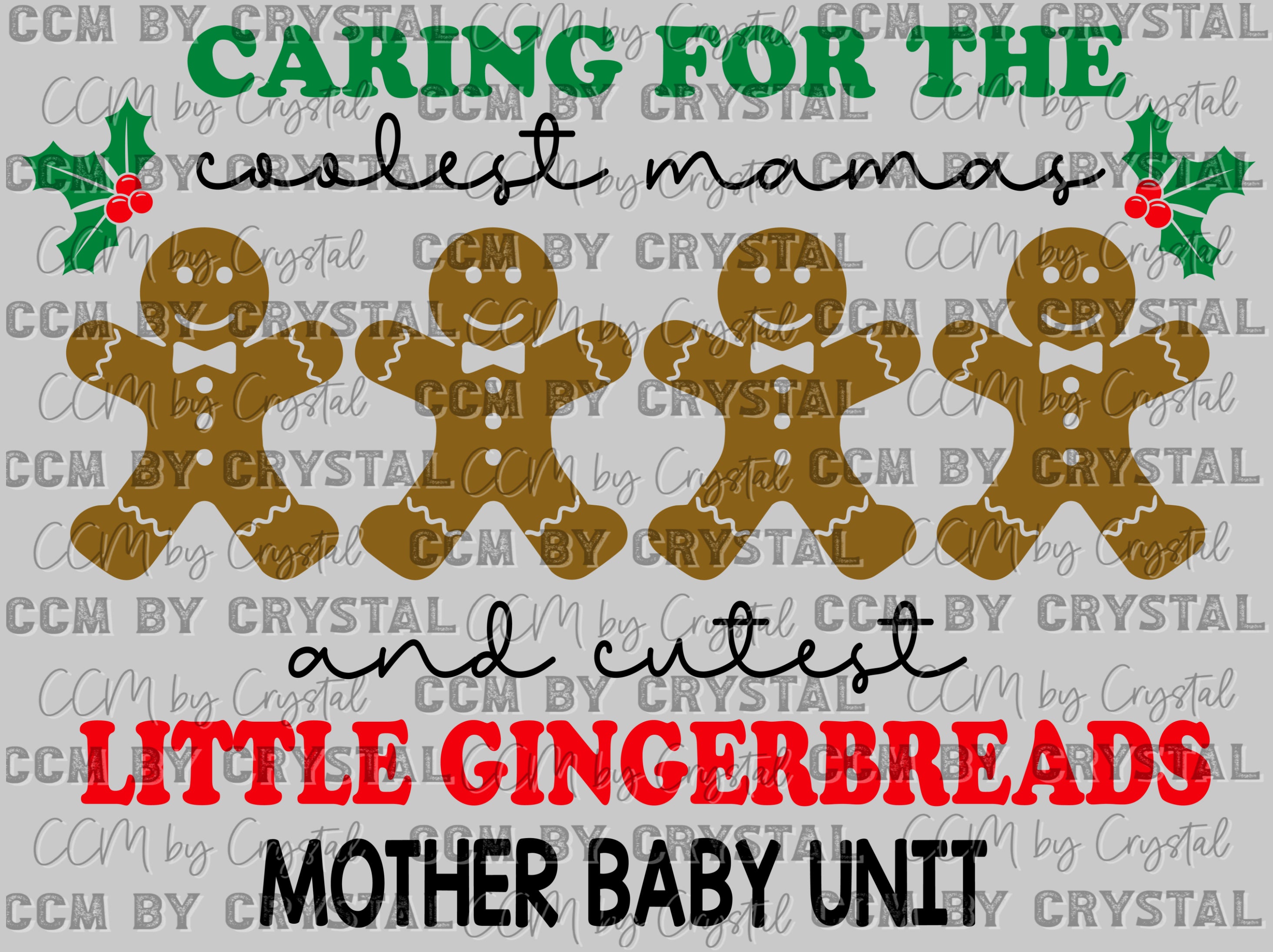 Mother Baby Unit MBU Christmas Gingerbread Ready to Press Transfer DTF ...