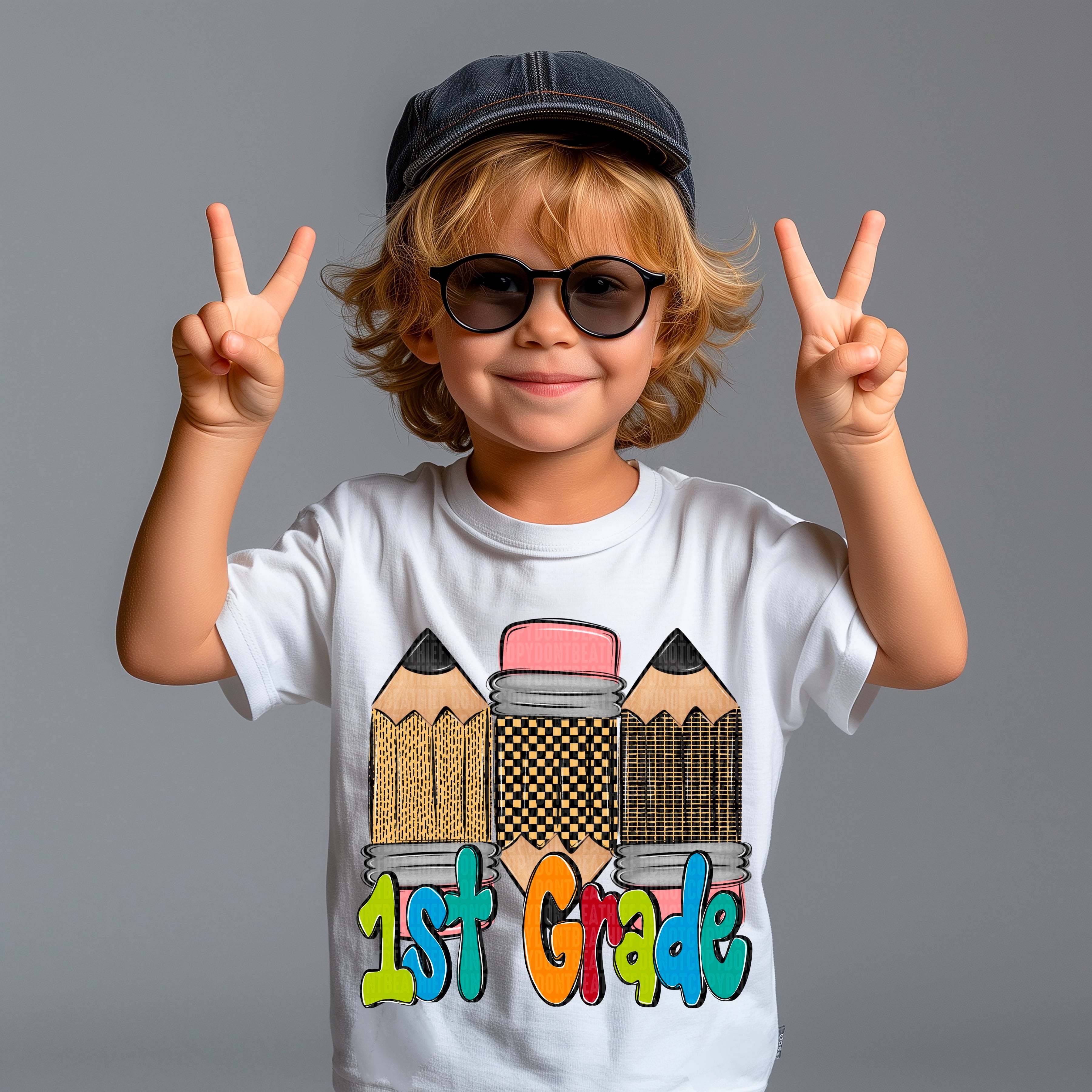 1st Grade Boy Pencils Back to School Ready to Press Transfer DTF Trans ...