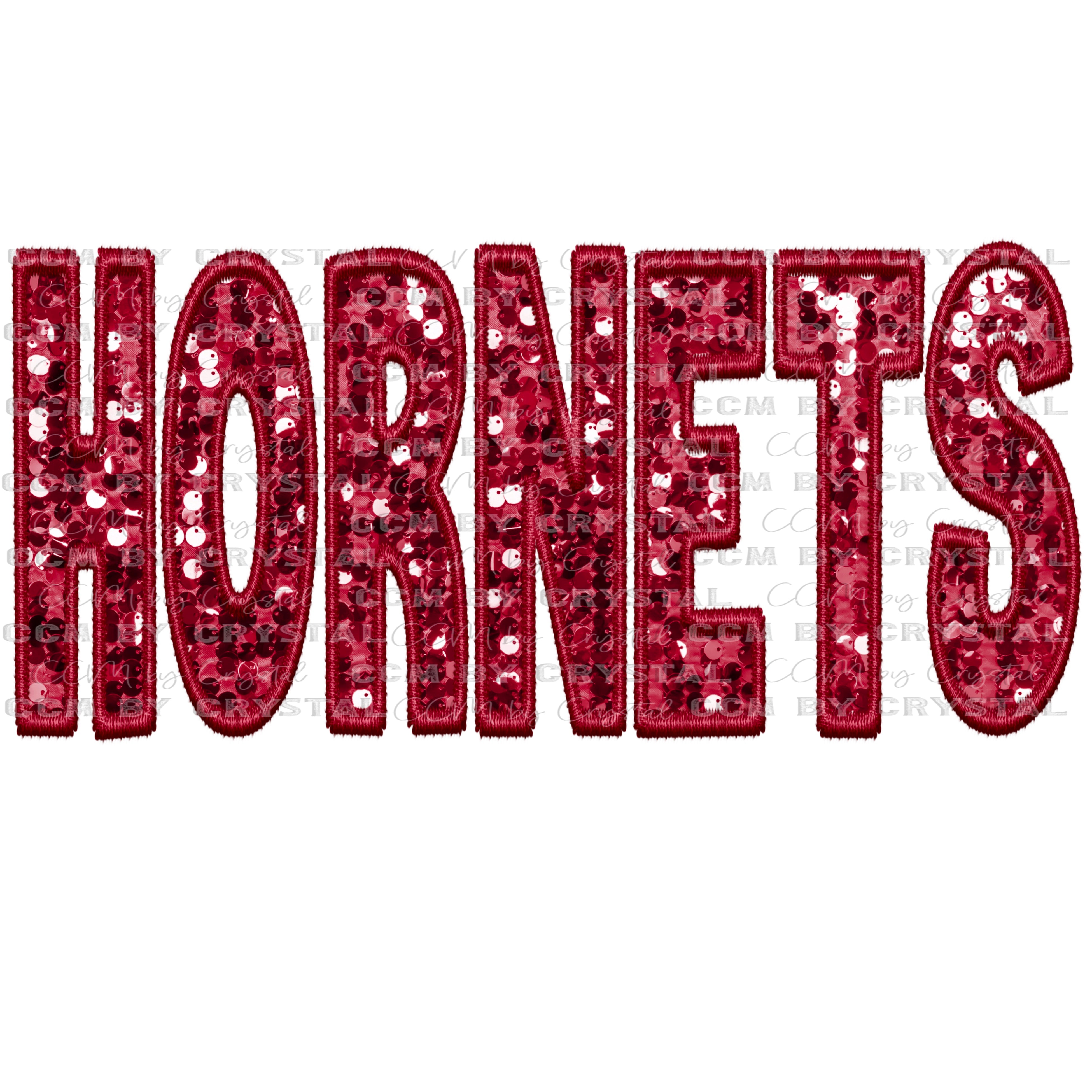 Hornets Faux Embroidery Faux Sequins Ready To Press DTF Transfer Subli ...