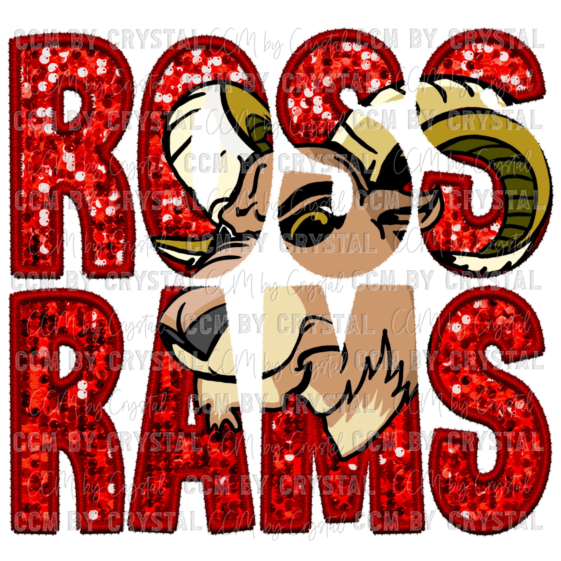 Ross Rams Faux Embroidery Faux Sequins Ready To Press Transfer DTF Sub ...