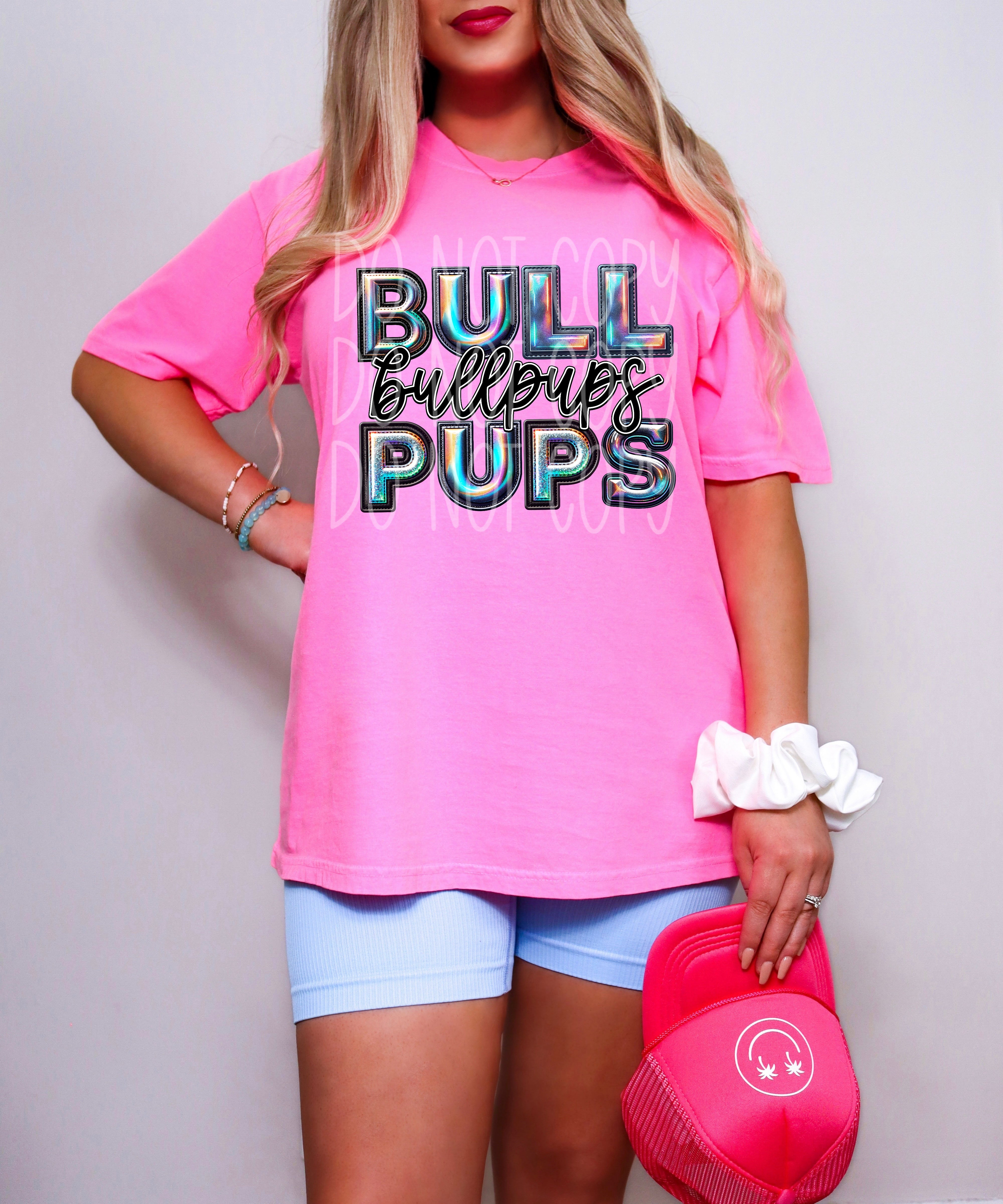 Bullpups Mascot Iridescent Effect Ready to Press Transfer DTF Transfer ...