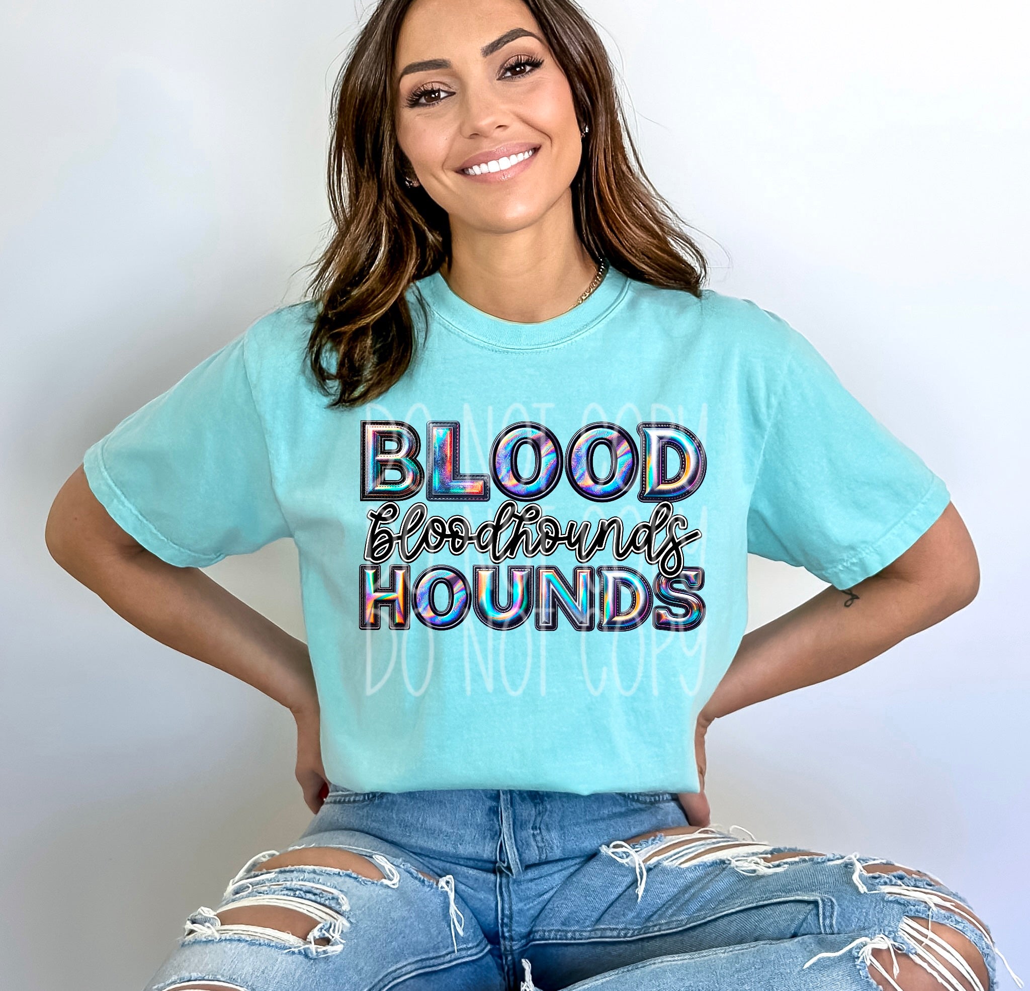 Bloodhounds Mascot Iridescent Effect Ready to Press Transfer DTF Trans ...