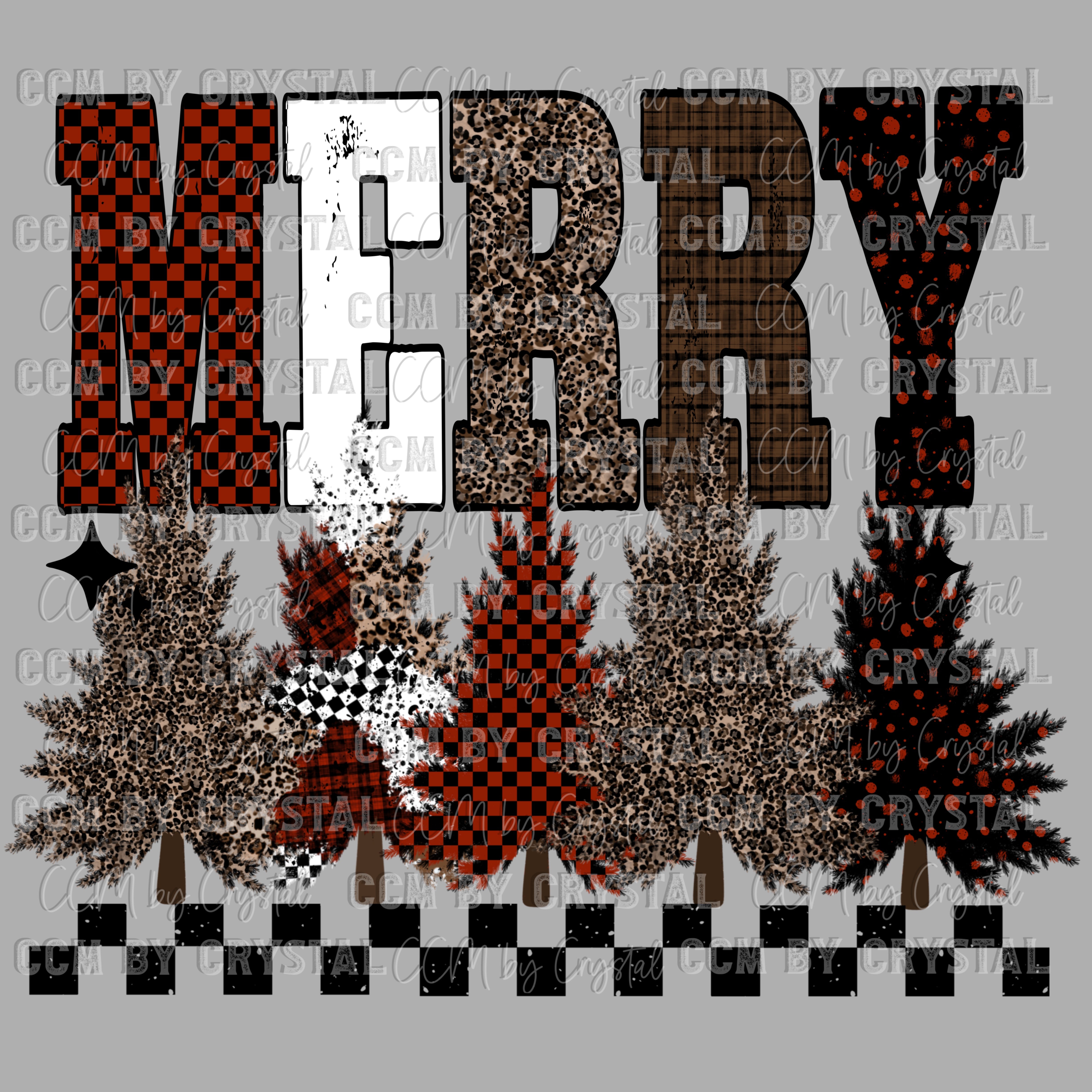 Merry Christmas Trees Winter Ready to Press Transfer Instant Peel DTF ...