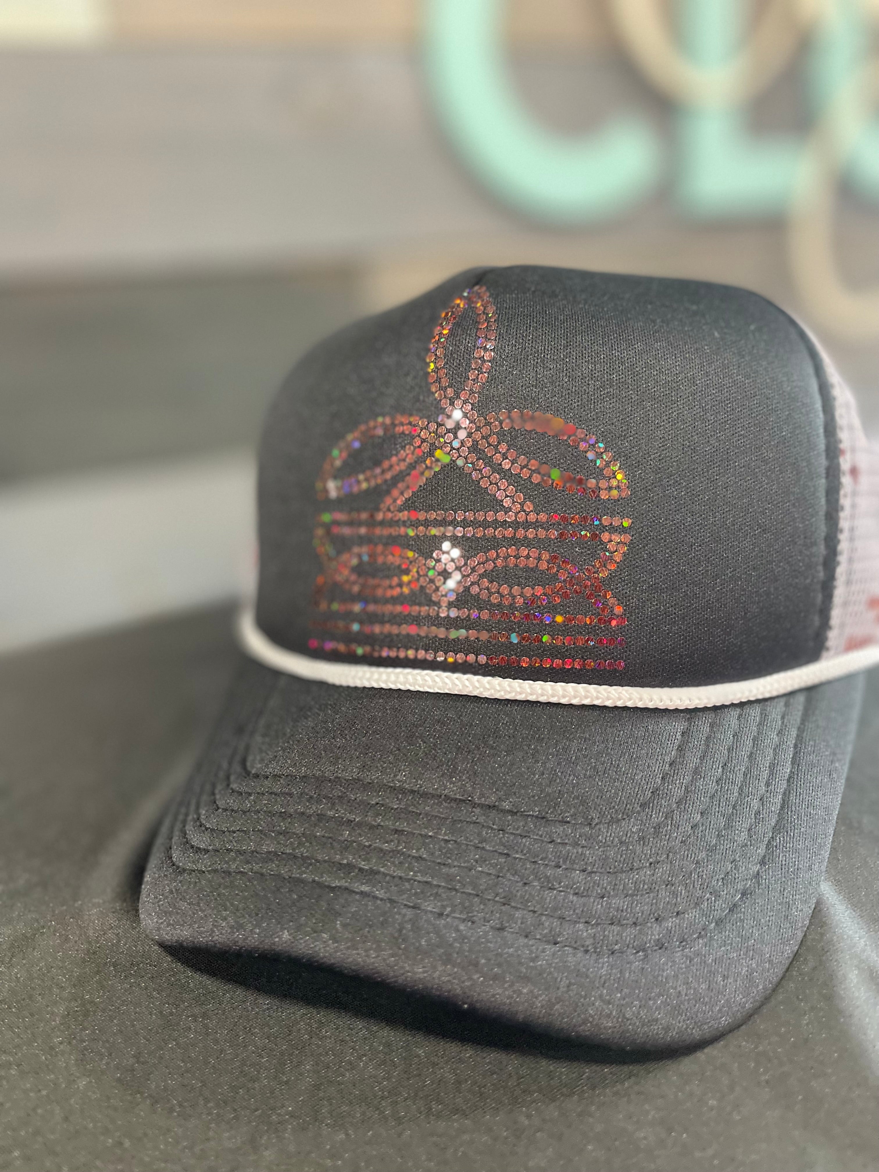 Boot Stitch Cow Print Spangle Trucker Hat – CCMbyCrystal