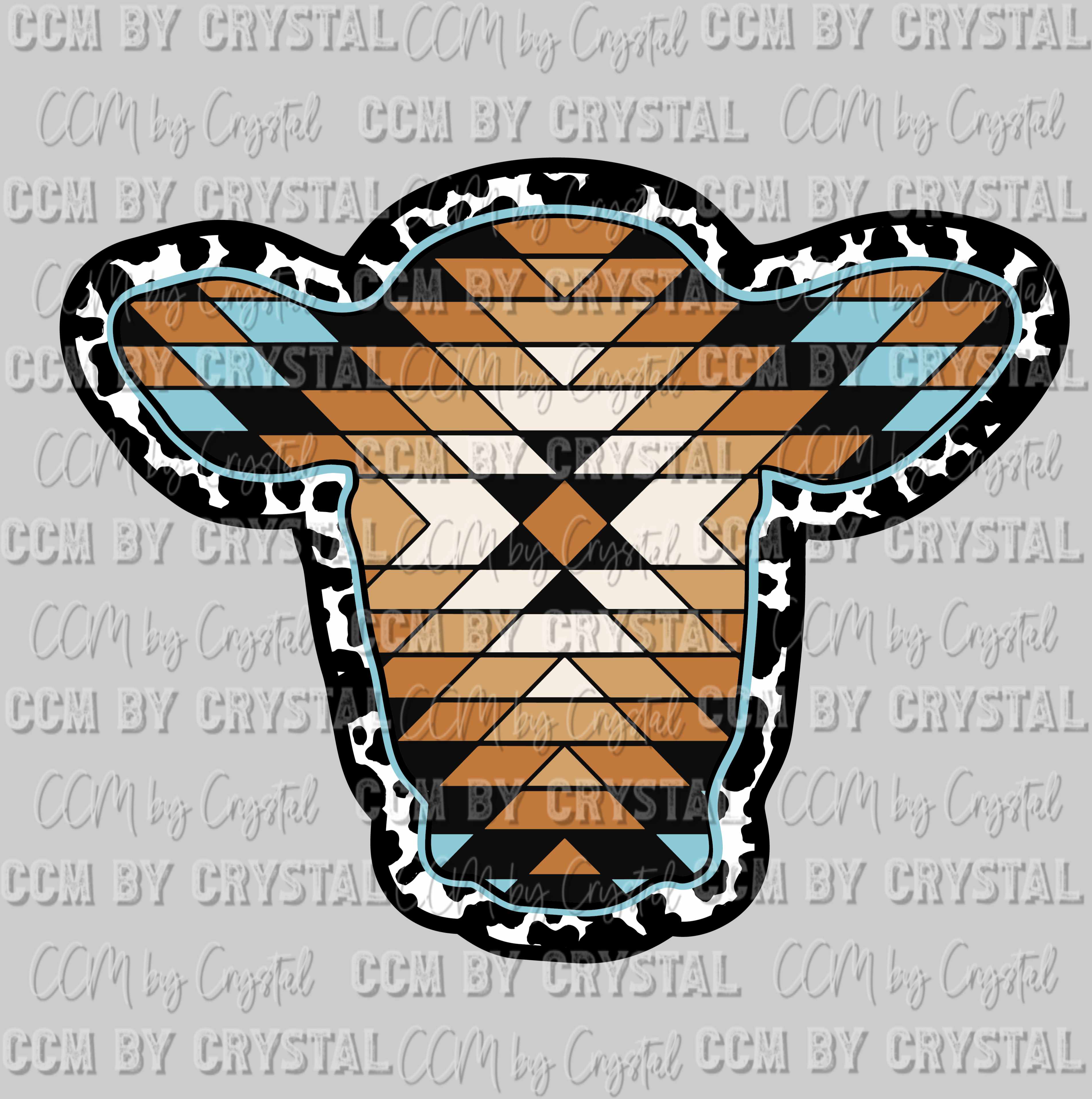 Aztec Cow Head Western Ready to Press Transfer – CCMbyCrystal