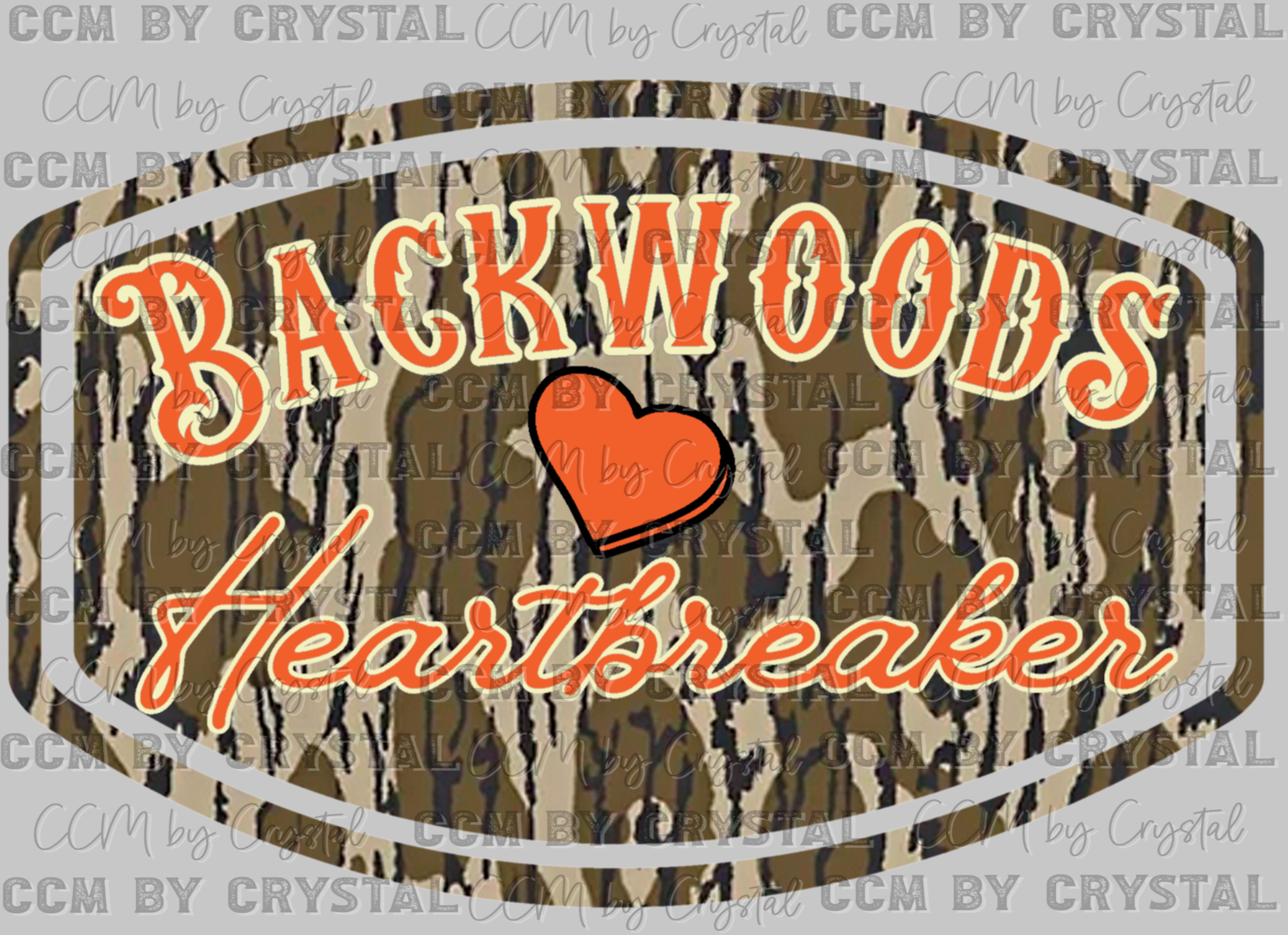 Camo Backwoods Heartbreaker Orange Ready to Press Transfer DTF Transfe ...