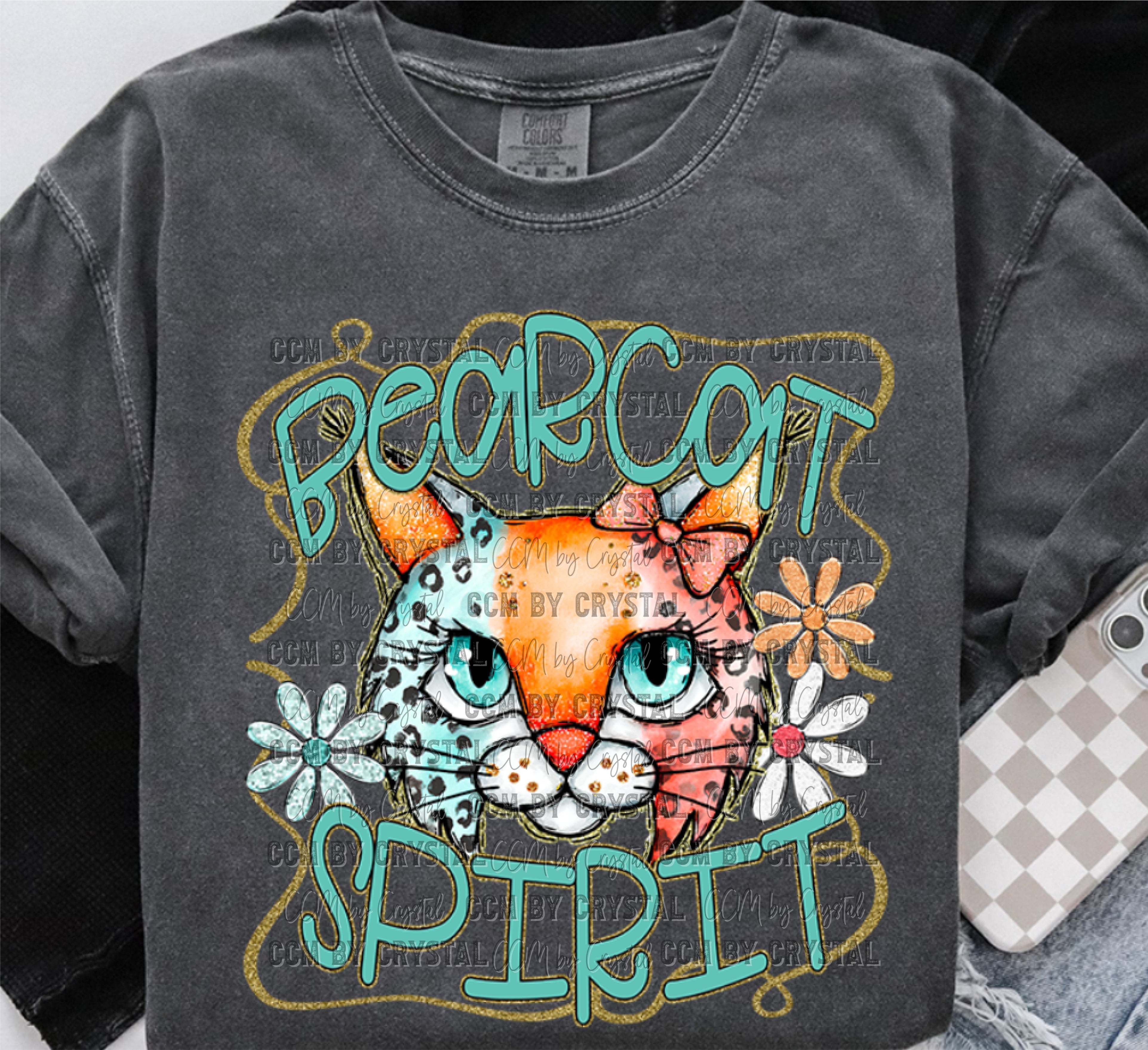 Bearcat Spirit Cartoon Mascot Ready to Press Transfer DTF Transfer Sub ...