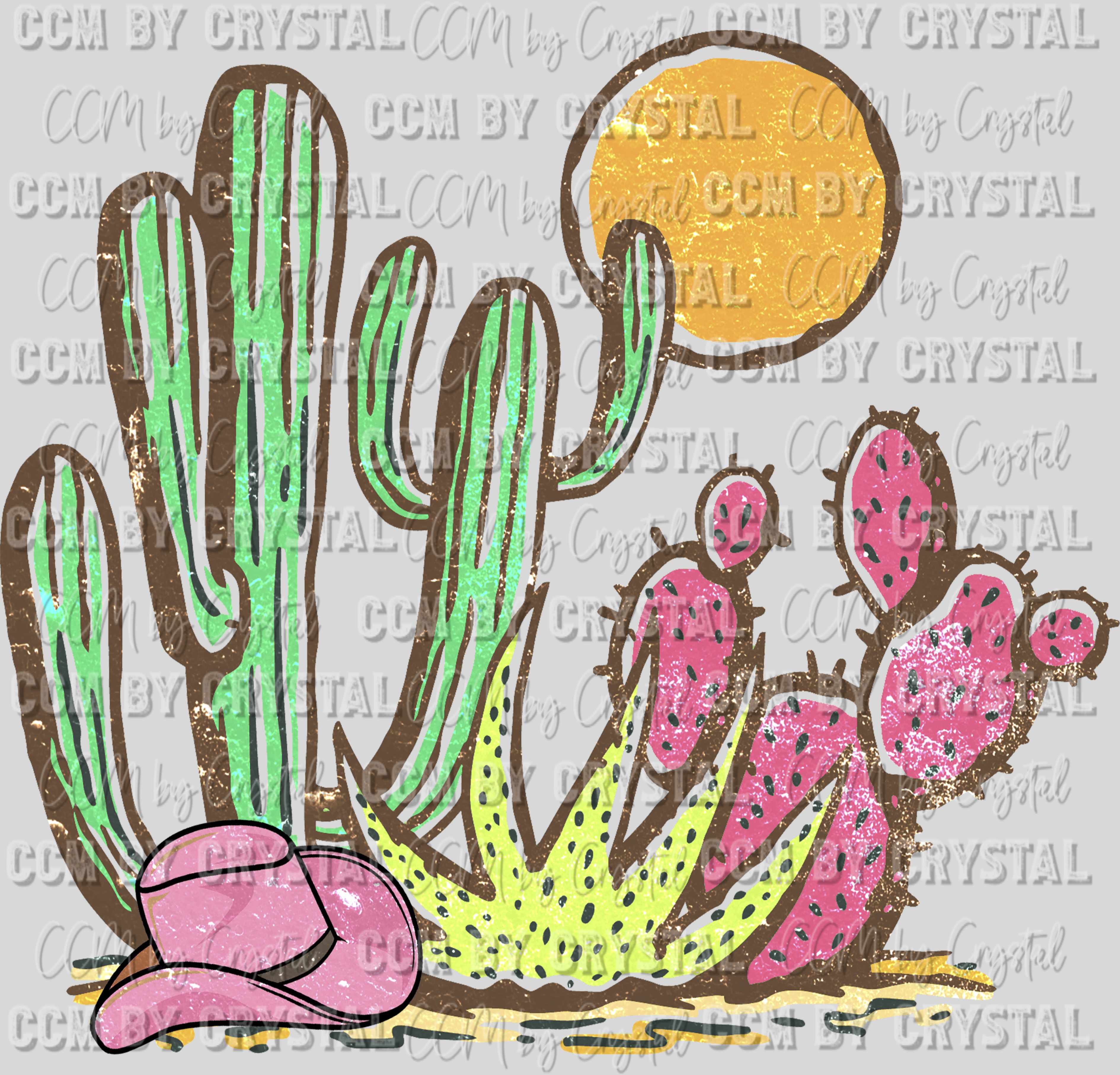 Cactus Desert Western Rodeo Ready to Press Transfer DTF Transfer Subli ...
