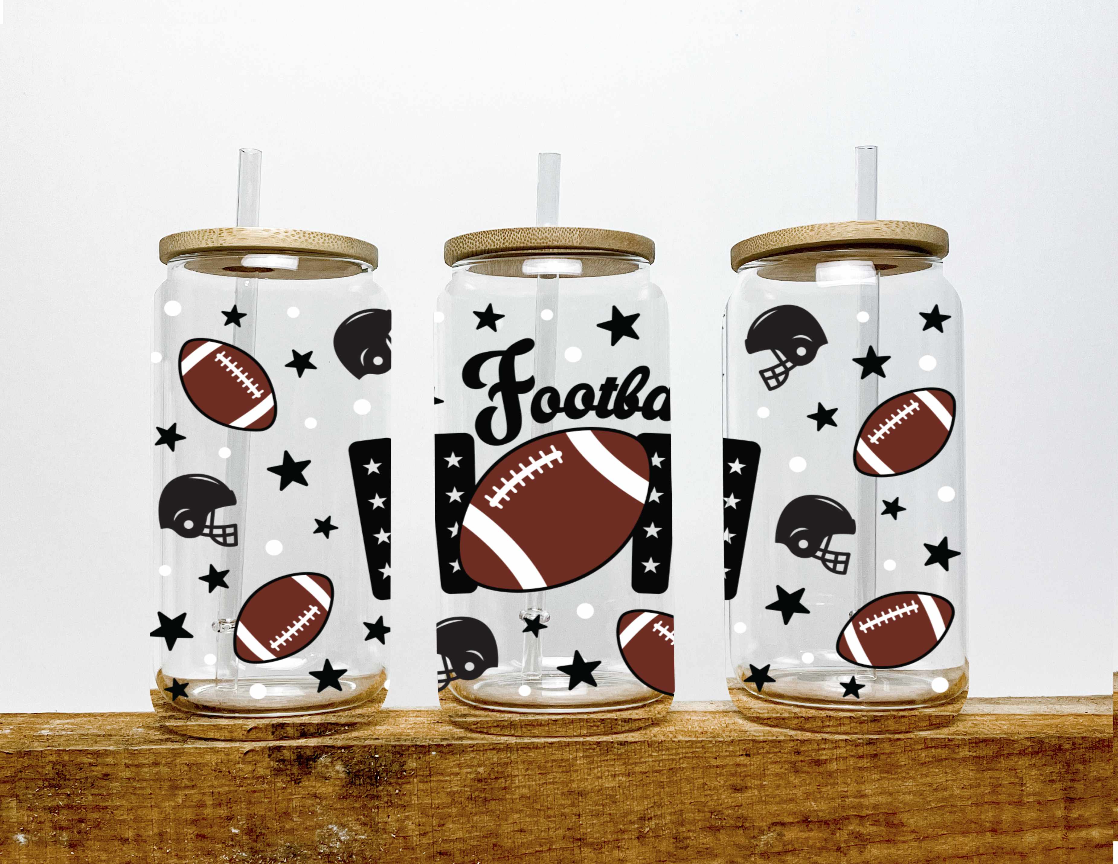 Love Football UV DTF Transfer 16oz Libby Glass Can Wrap Ready to Apply ...