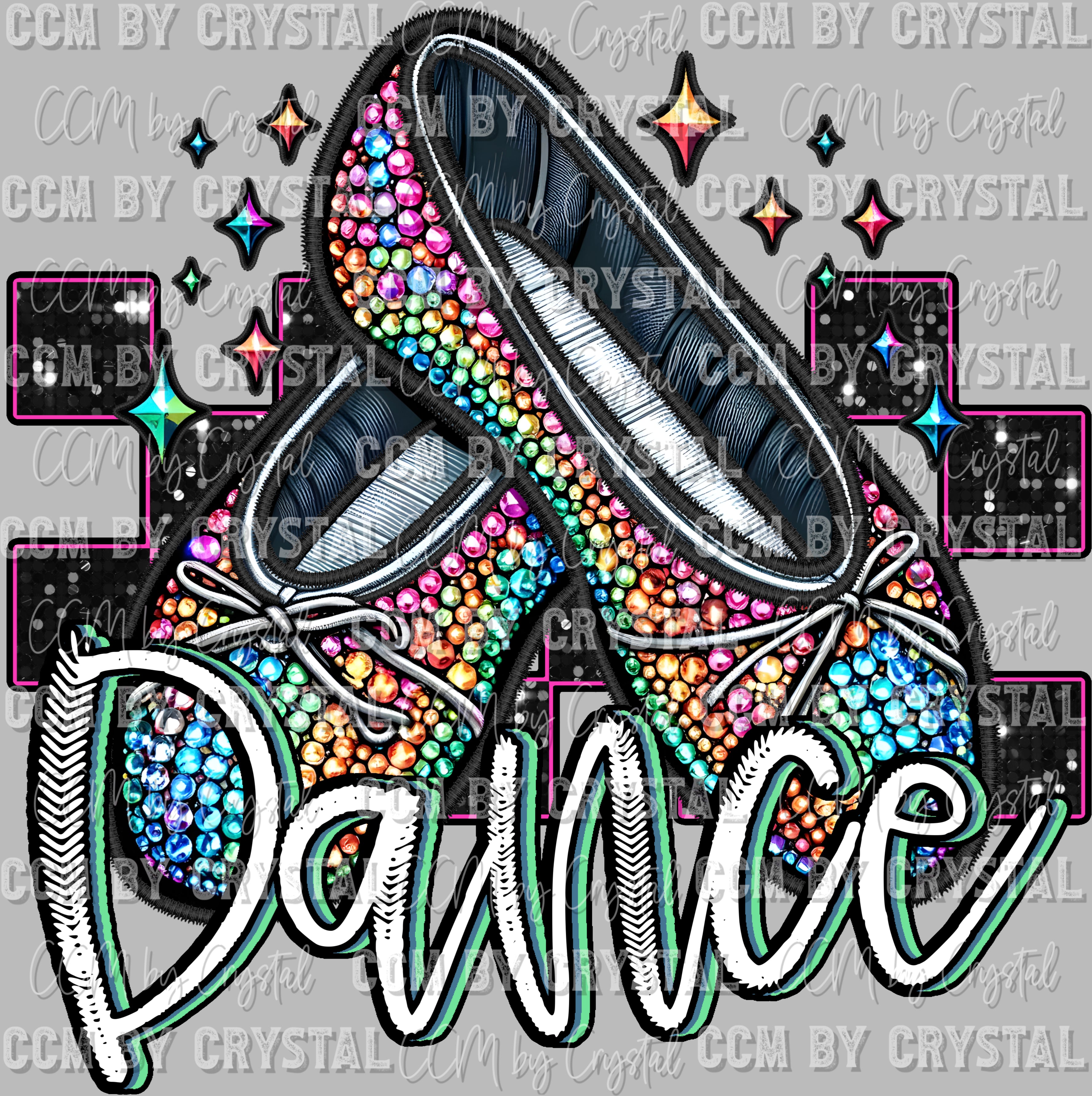 Dance Faux Rhinestone Effect Ready to Press Transfer DTF Transfer Subl ...