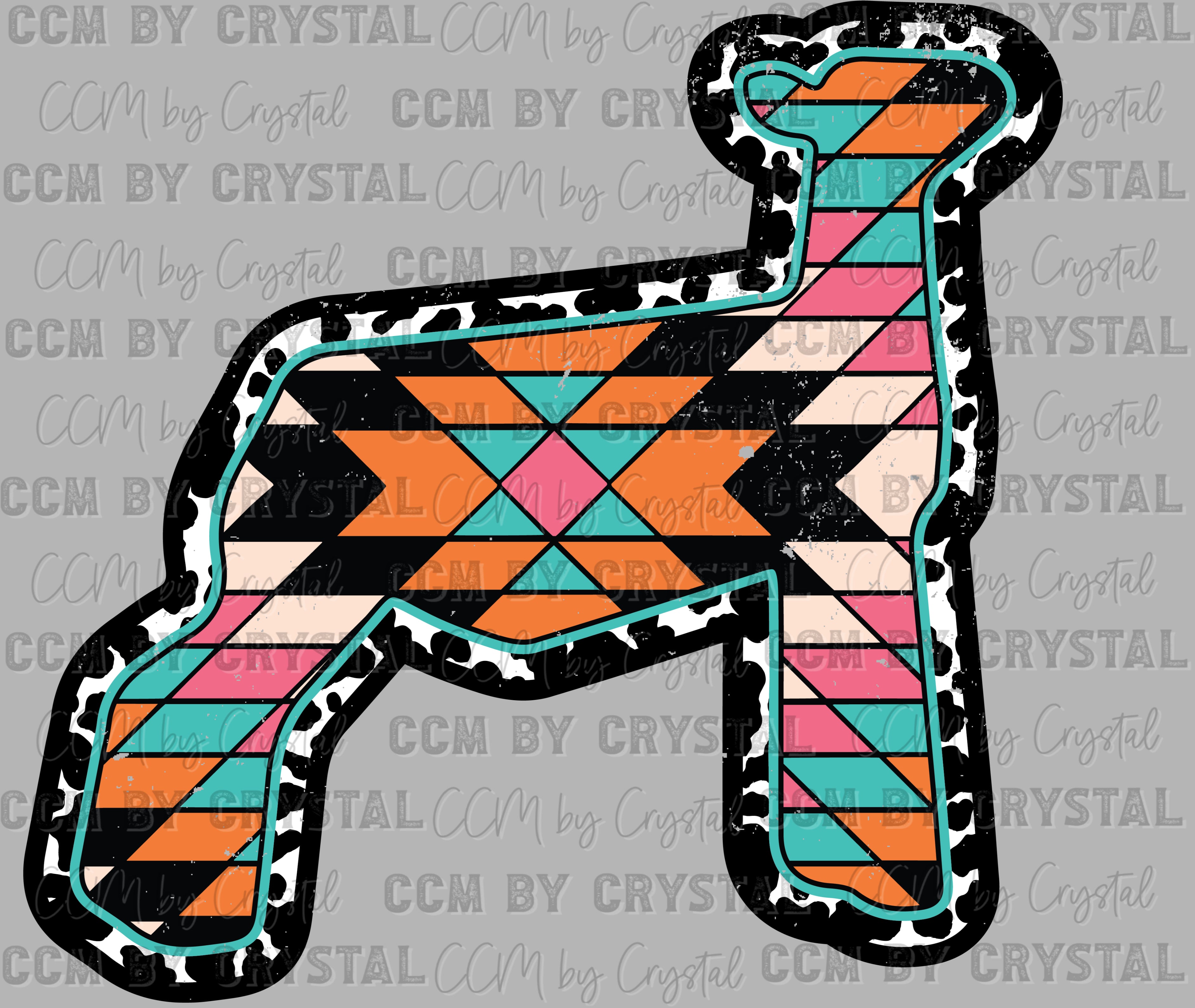 Aztec Lamb Distressed Western Rodeo Ready to Press Transfer DTF Transf ...