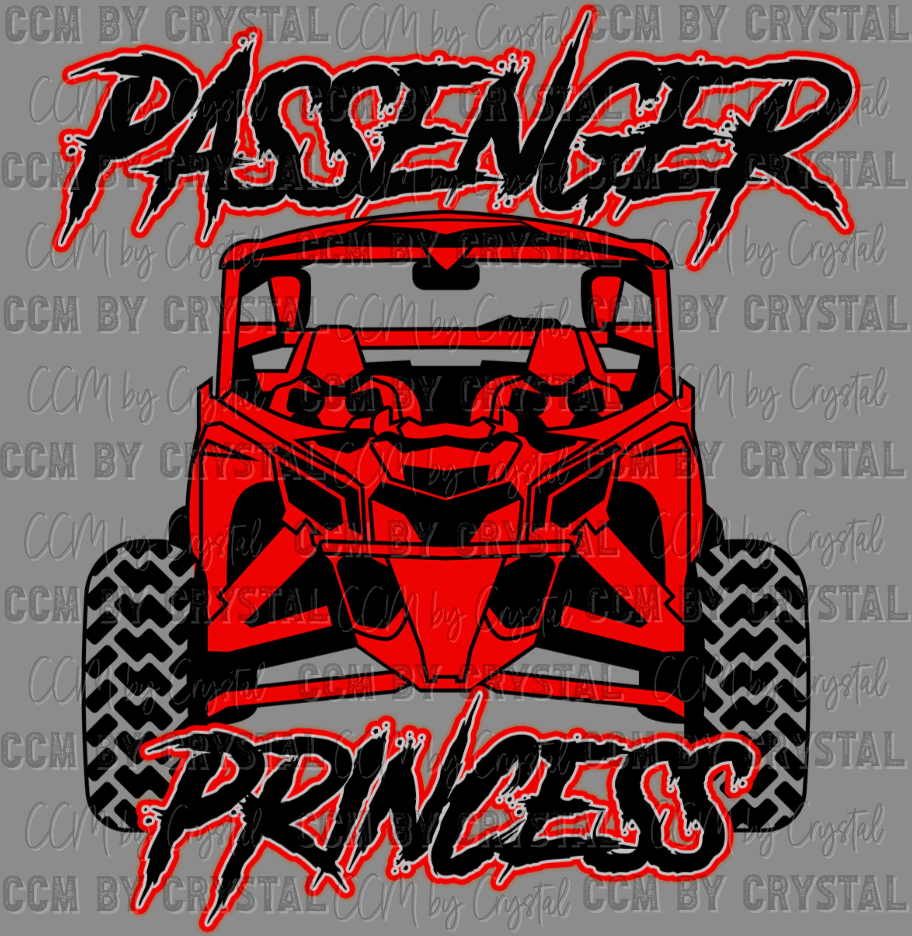 Passenger Princess Red ATV Ready to Press Transfer DTF Transfer Sublim ...