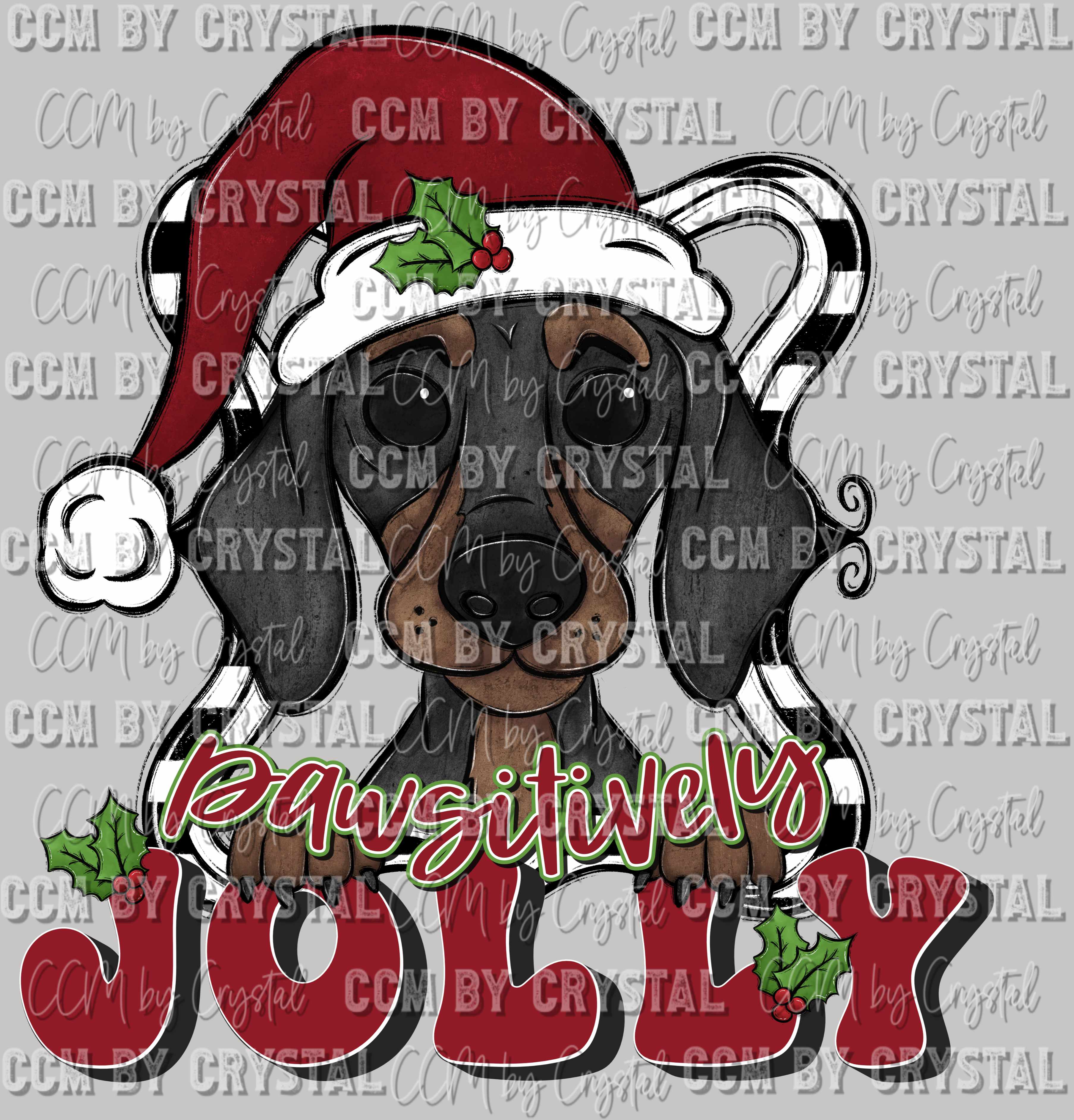 Pawsitively Jolly Dachshund Weiner Dog Christmas Ready To Press Transf ...