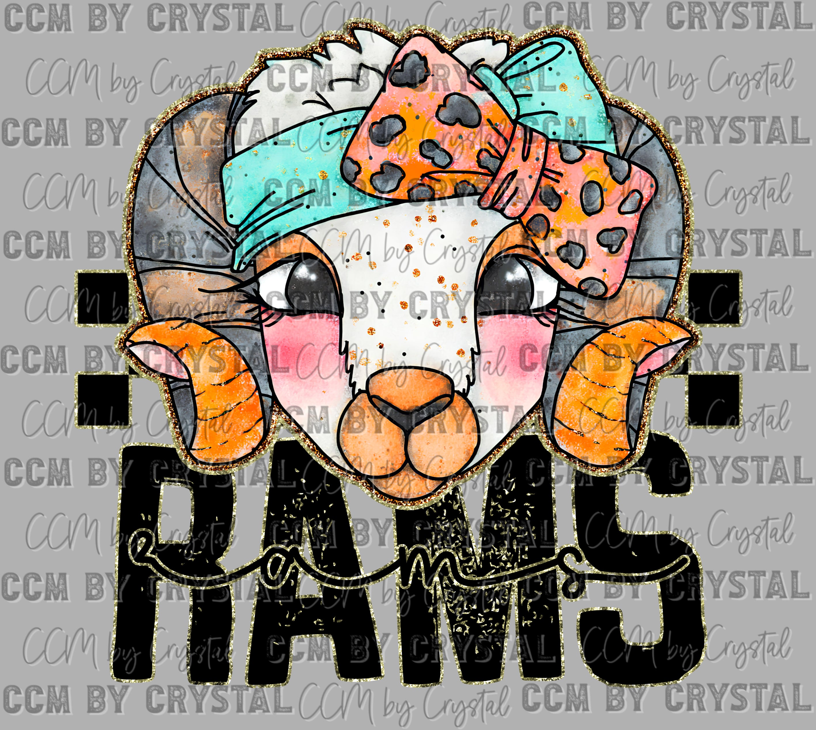 Rams Cartoon Mascot Ready to Press Transfer DTF Transfer Sublimation T ...