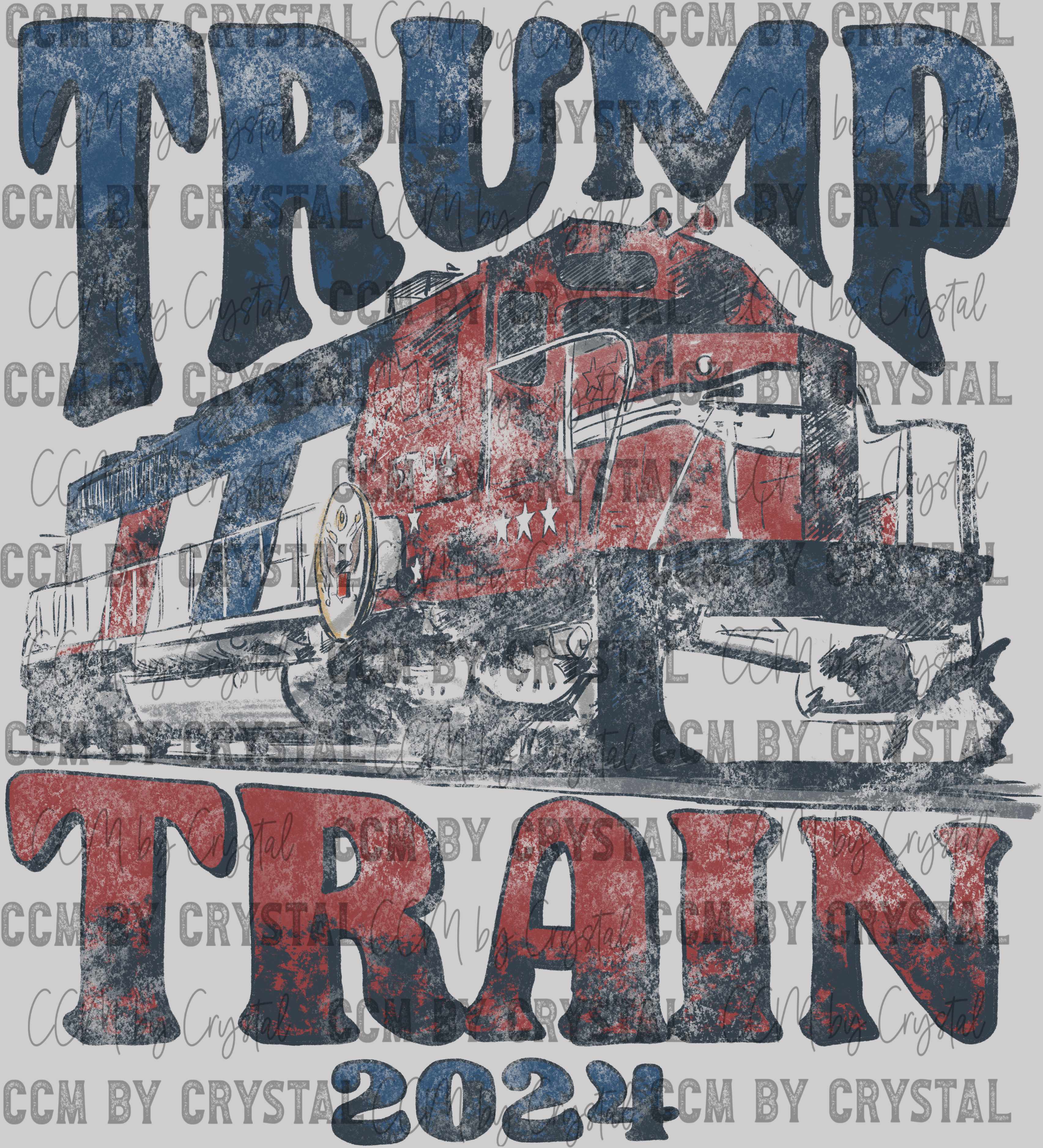 Trump Train 2024 Grunge Ready to Press Transfer DTF Transfer Sublimati ...