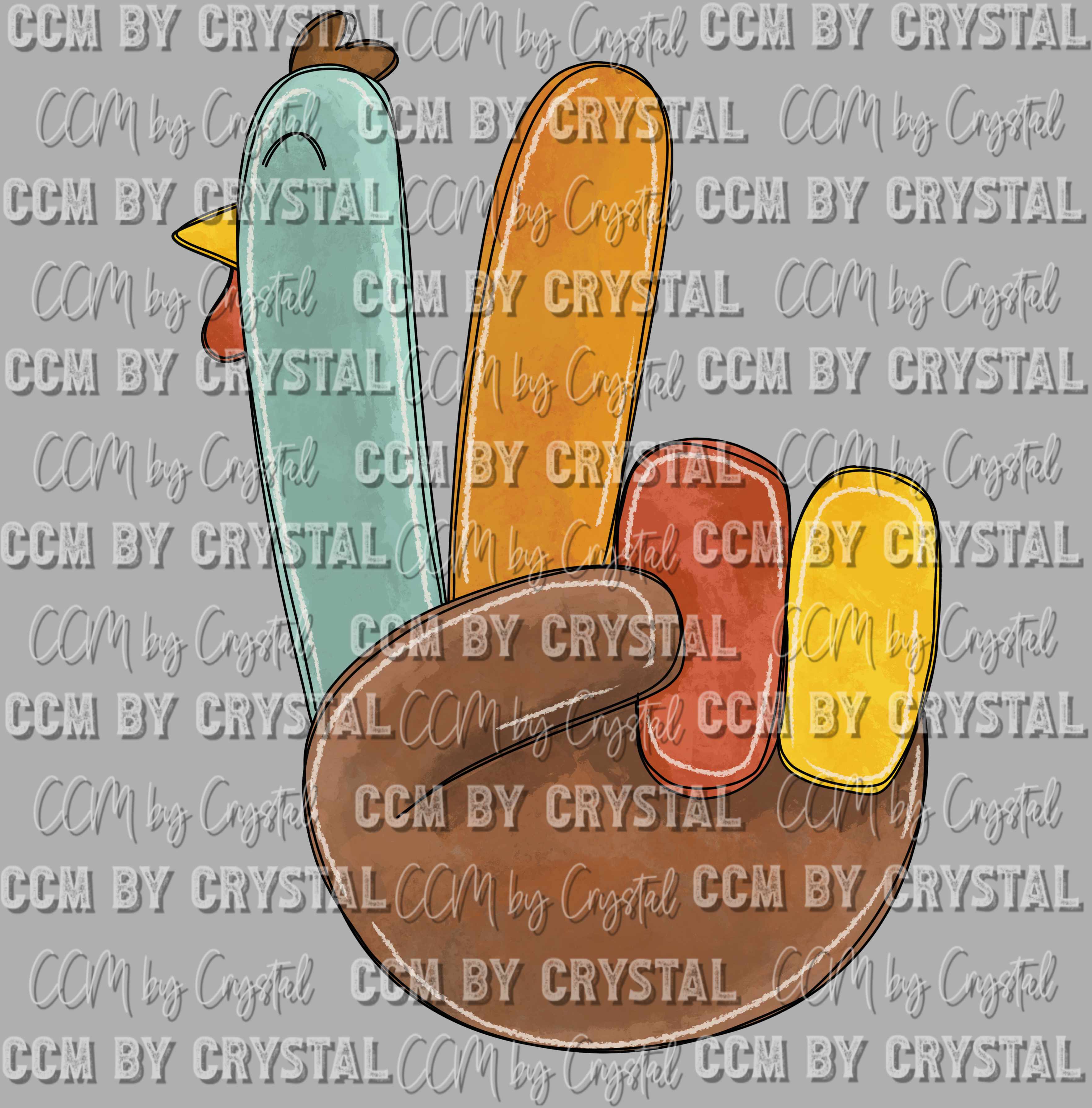 Turkey Peace Sign Thanksgiving Ready to Press Transfer DTF Transfer Su ...